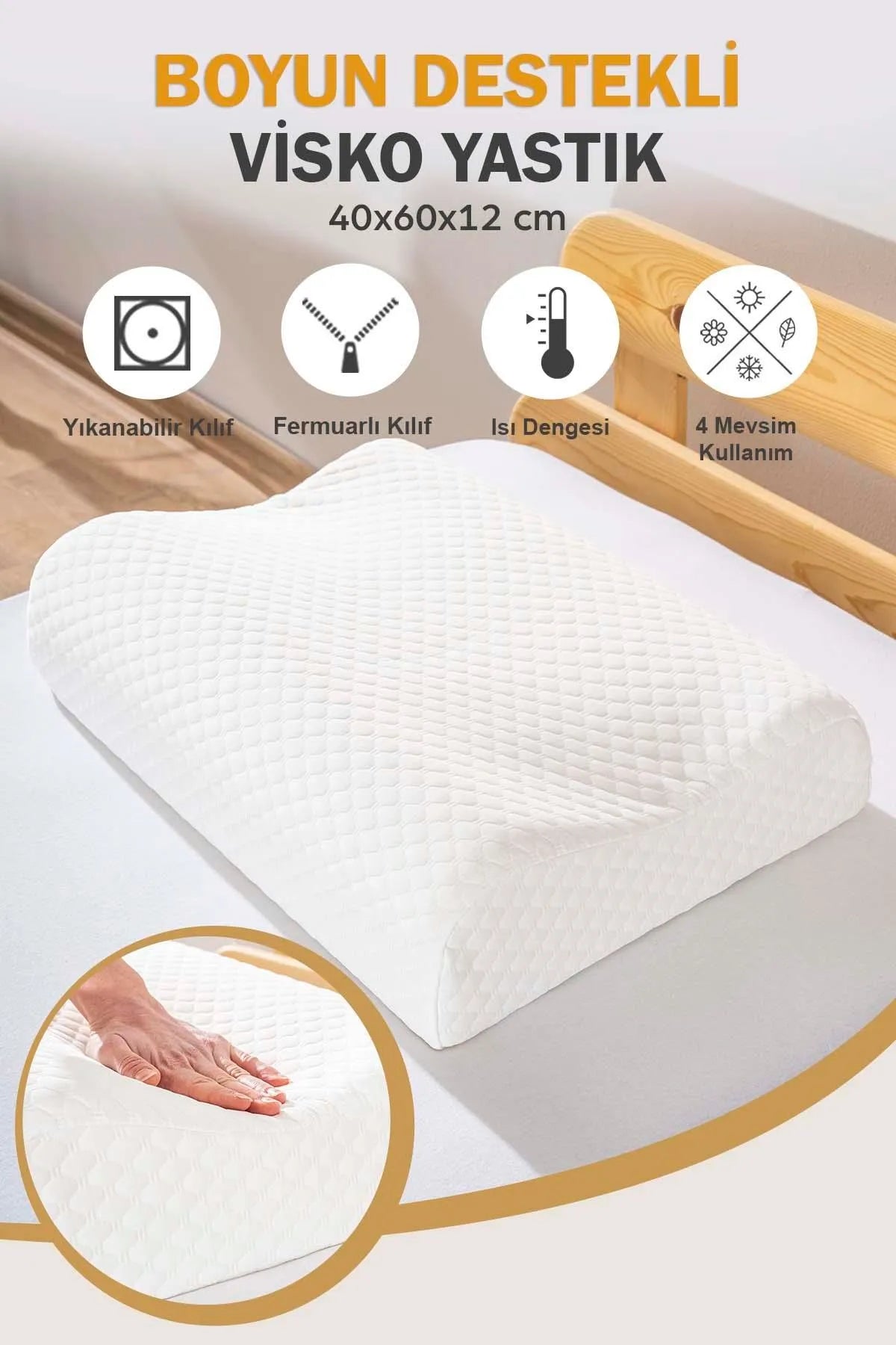 Valessa Viscon Ortopedik Yastık Büyük Boy 40x60x12 cm